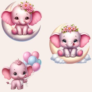 17 Pink Baby Elephant Clipart, Cute Baby Elephant PNG, Baby Elephant ...