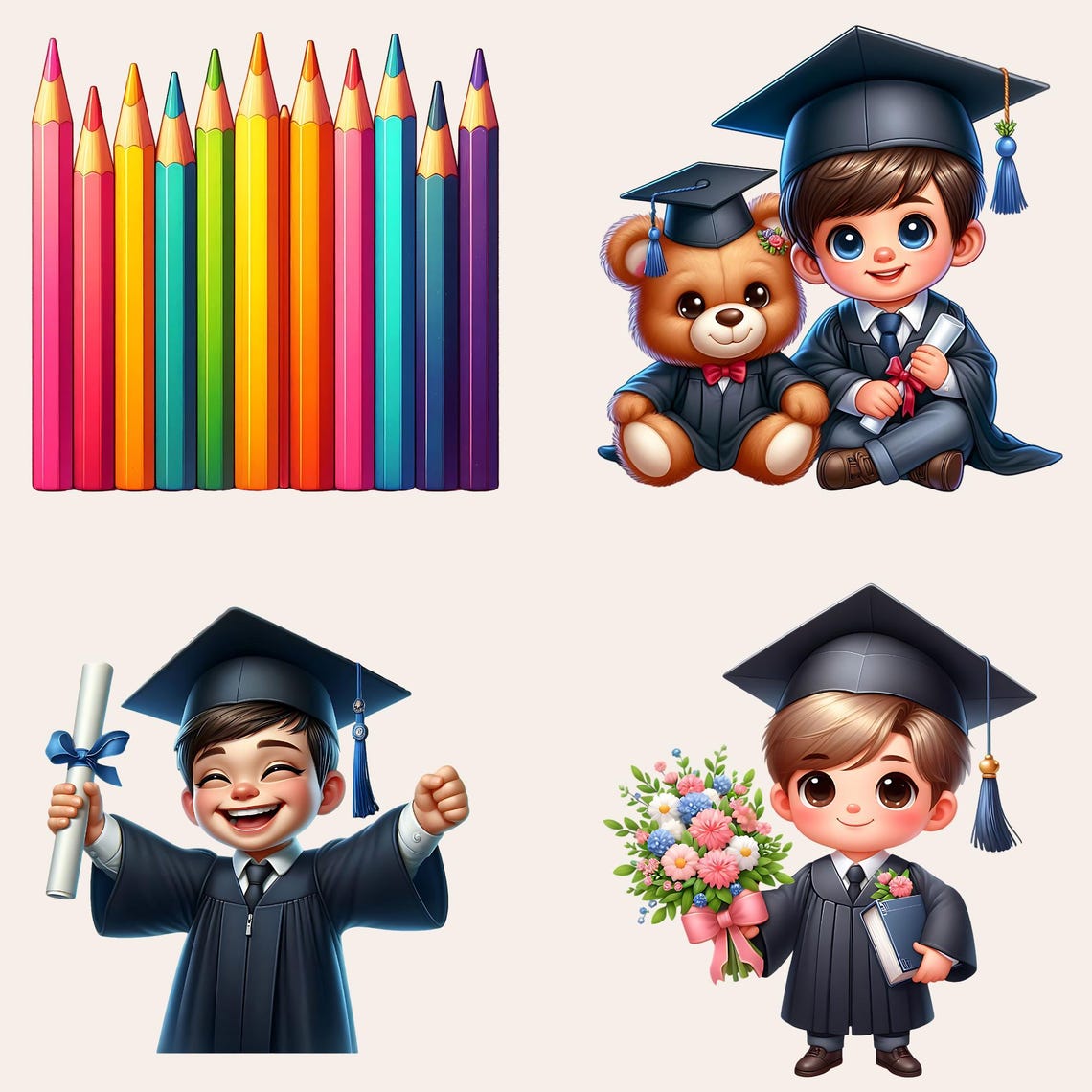 21 Graduation Boys and Girls Clipart, Preschool Graduation Clipart ...