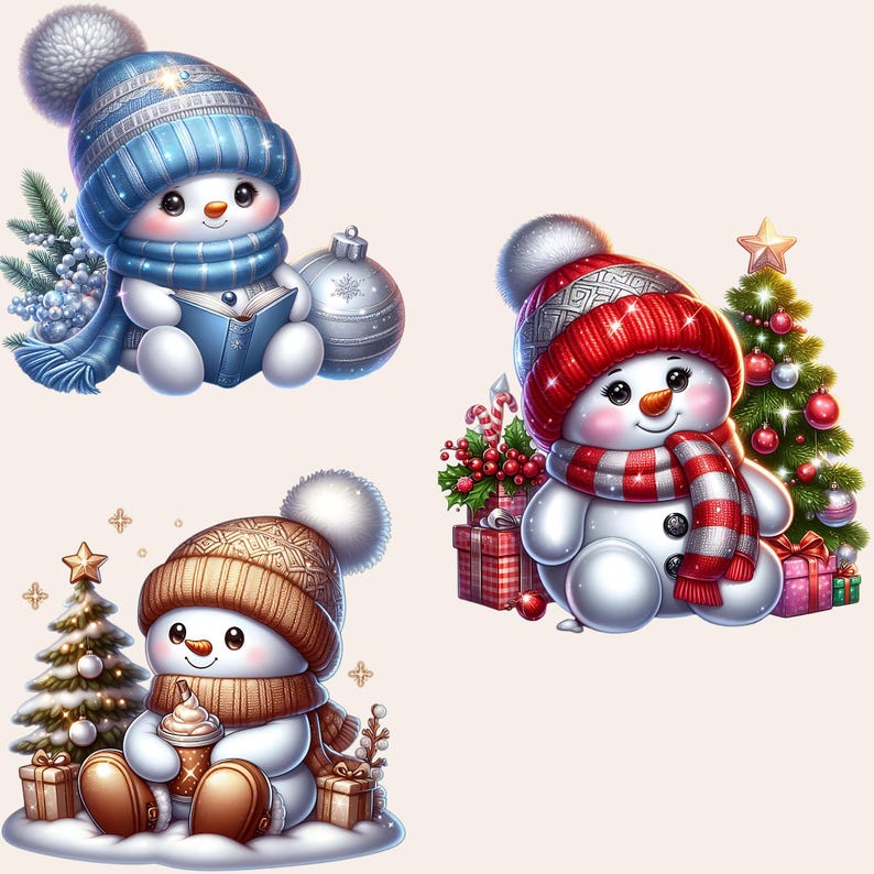 14 Cute Snowman Clipart, Festive Snowman Clipart, Christmas Clipart ...
