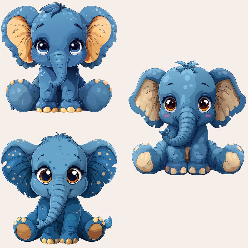 55 Baby Elephant Clipart Bundle, Elephant Clipart PNG, Cute Elephant ...