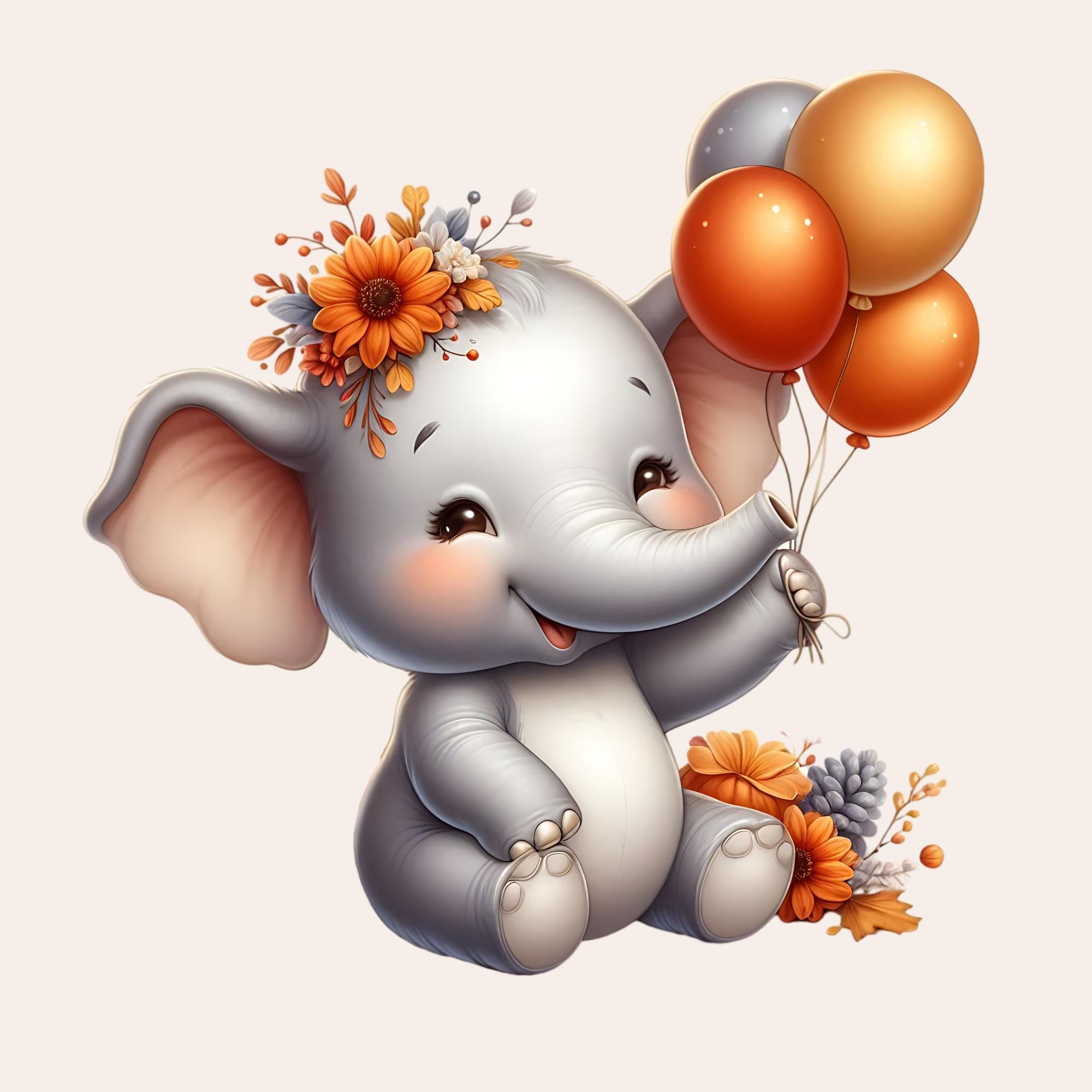19 Elephant With Flowers Clipart, Baby Elephant PNG, Floral Elephant ...