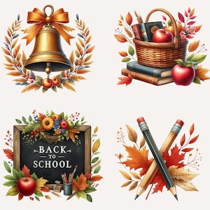 22 Autumn Back to School Clipart, Autumn School Clipart, Back to School ...