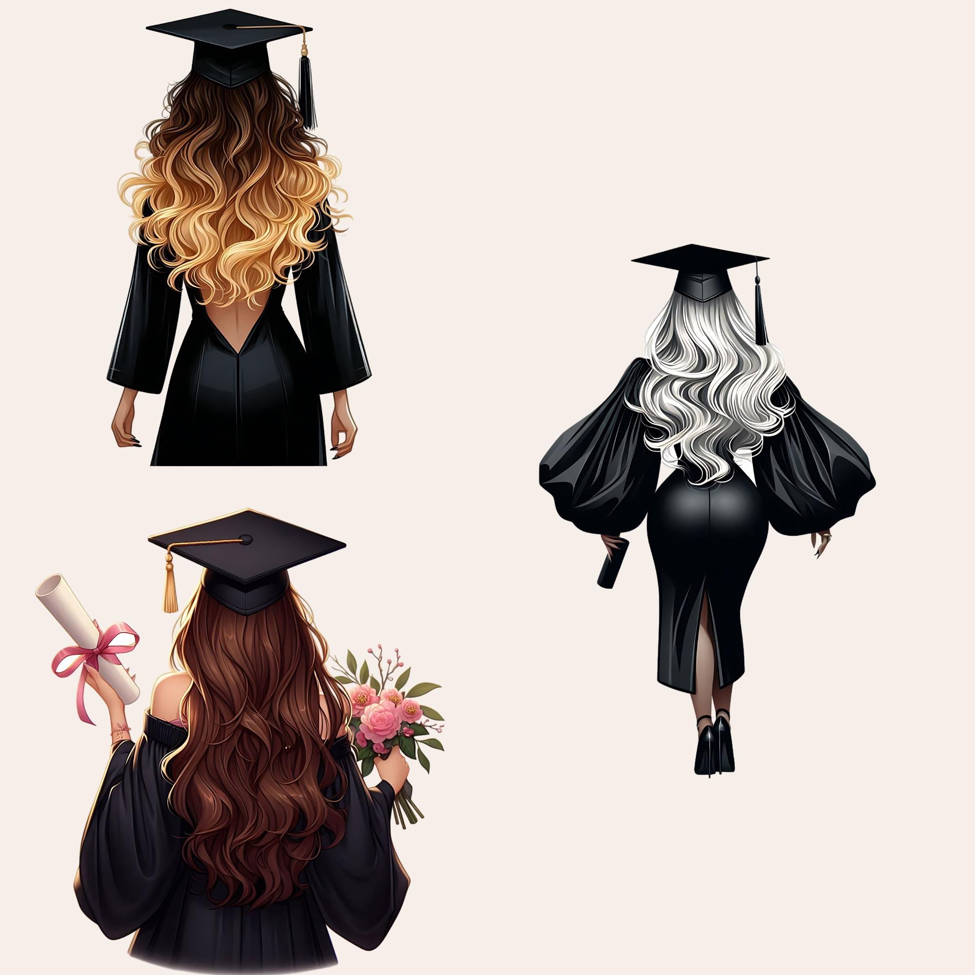 20 Graduation Girl Clipart Bundle, Female Graduate Illustrations ...