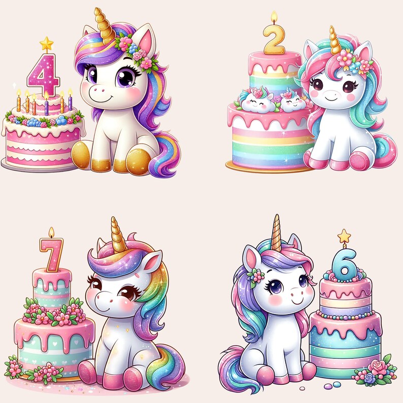 23 Birthday Unicorn Clipart, Birthday Unicorn PNG, Cute Unicorn Clipart ...
