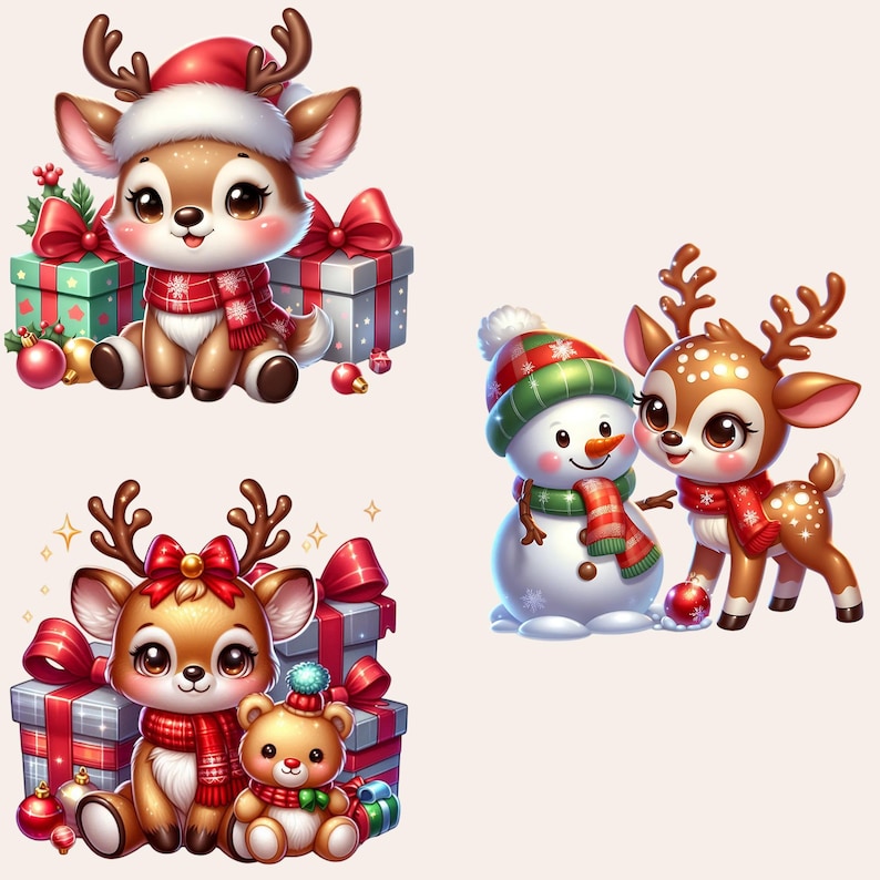 19 Christmas Reindeer Clipart, Cute Christmas Reindeer PNG, Reindeer ...