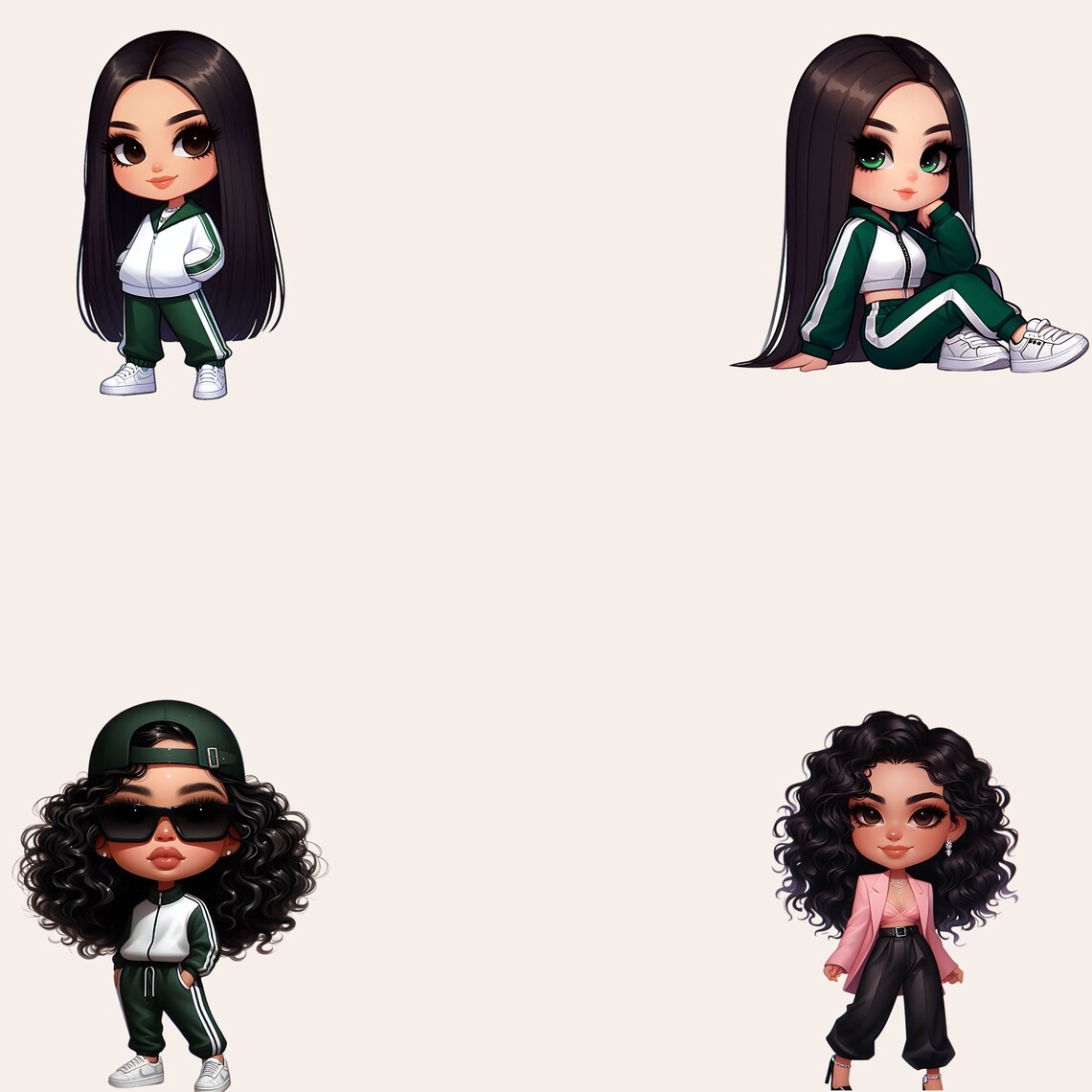 37 Black Chibi Girl Clipart, Cute Chibi PNG, Hispanic Chibi Girl ...