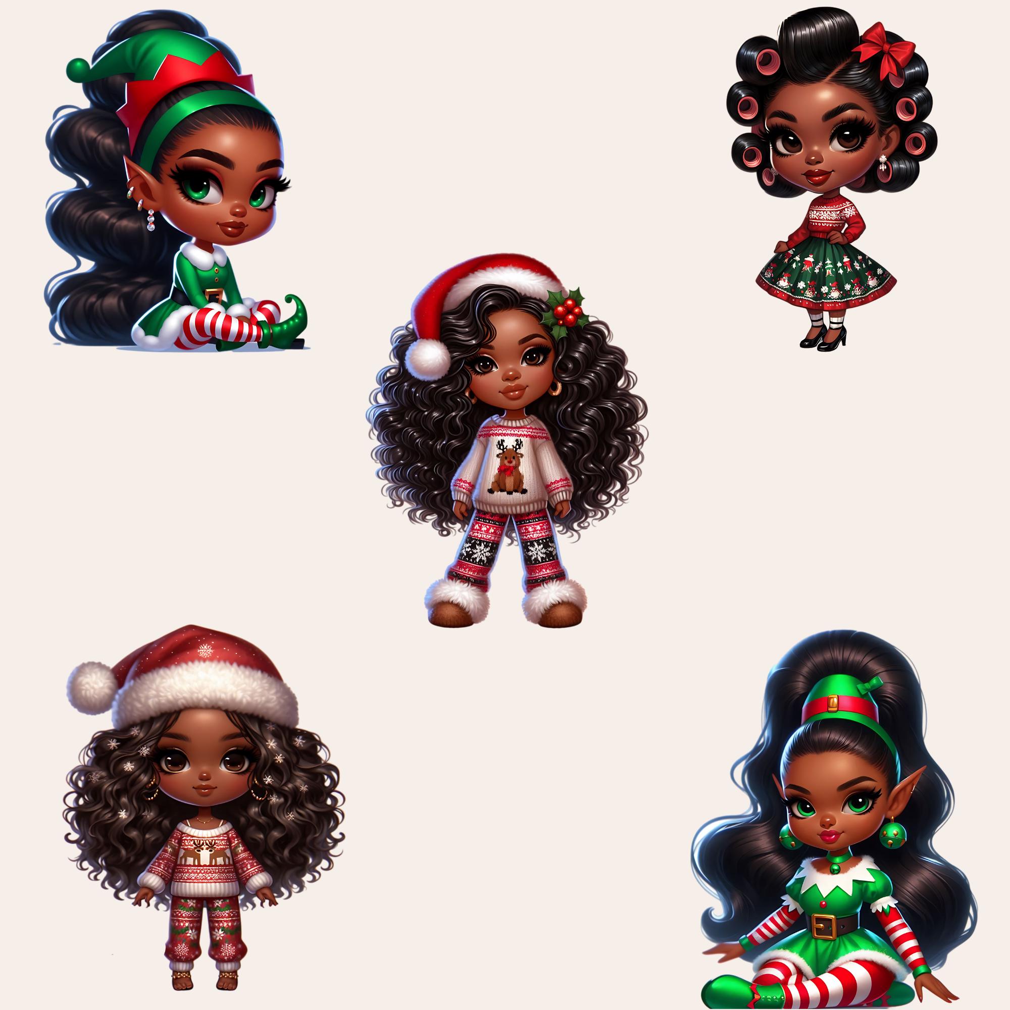 37 Christmas Chibi Girl Clipart, Christmas Chibi Girl PNG, Cute Holiday ...