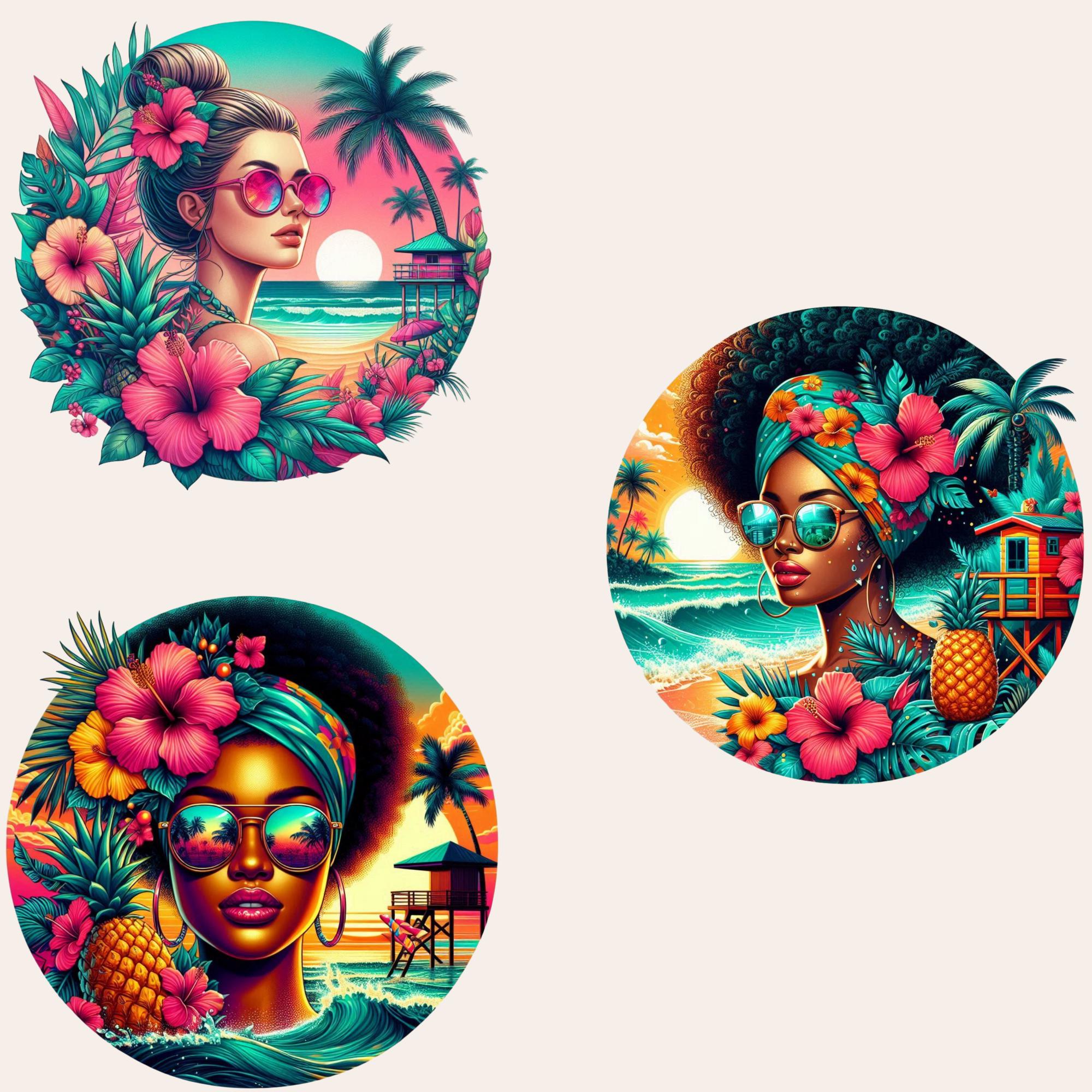 9 Tropical Beach Clipart, Summer Beach PNG Bundle, Beach Sunset Clipart ...