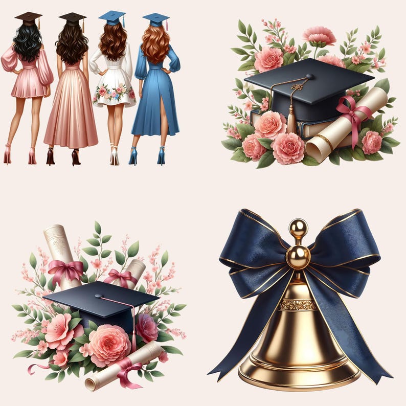 35 Graduation Clipart Bundle, Graduation PNG Bundle, Graduation Girl ...