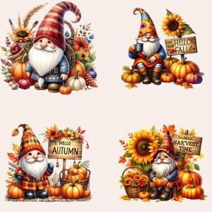 22 Fall Gnome Clipart, Autumn Gnome Clipart, Fall Gnome PNG, Pumpkin ...