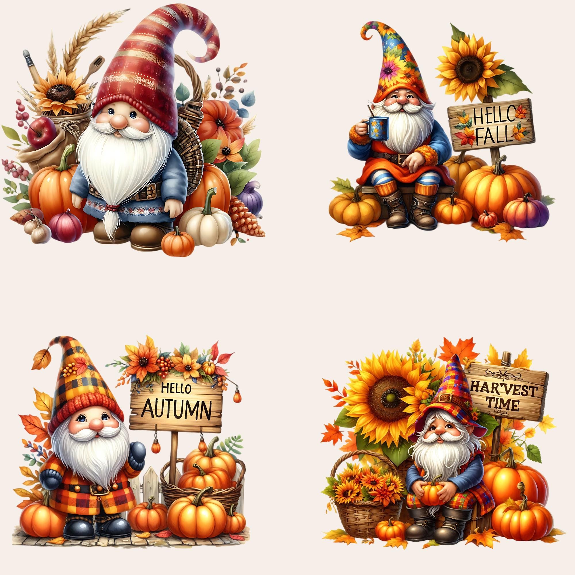 22 Fall Gnome Clipart, Autumn Gnome Clipart, Fall Gnome PNG, Pumpkin ...