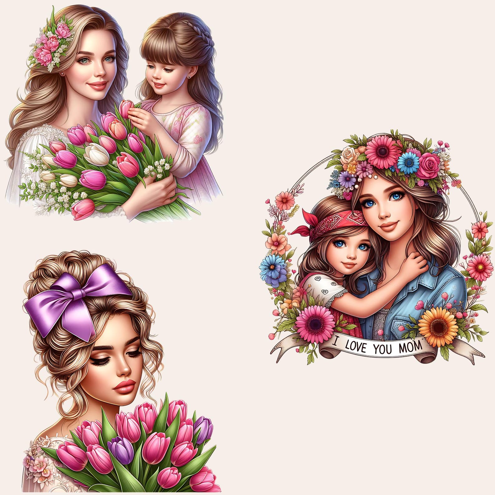 16 Mom and Daughter Clipart, Mom and Baby Clipart, Mother's Day Clipart ...