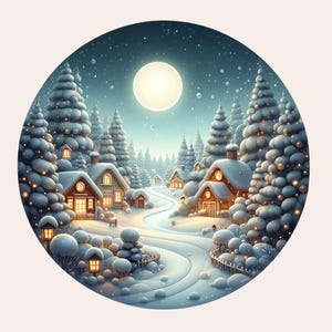 13 Round Winter Scene Clipart, Winter Landscape Clipart, Winter Scenery ...