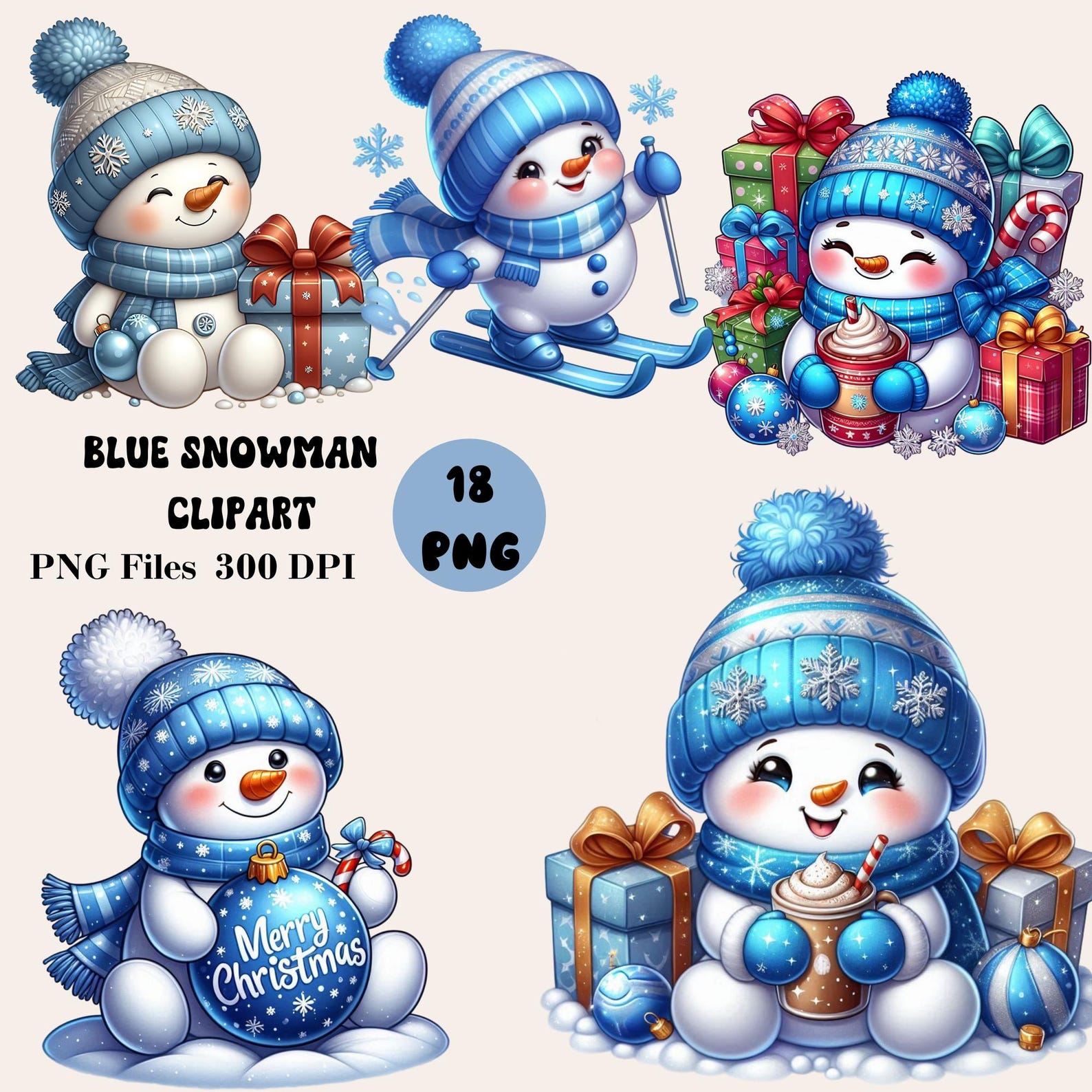 18 Blue Snowman Clipart, Cute Snowman PNG, Festive Snowman Clipart ...
