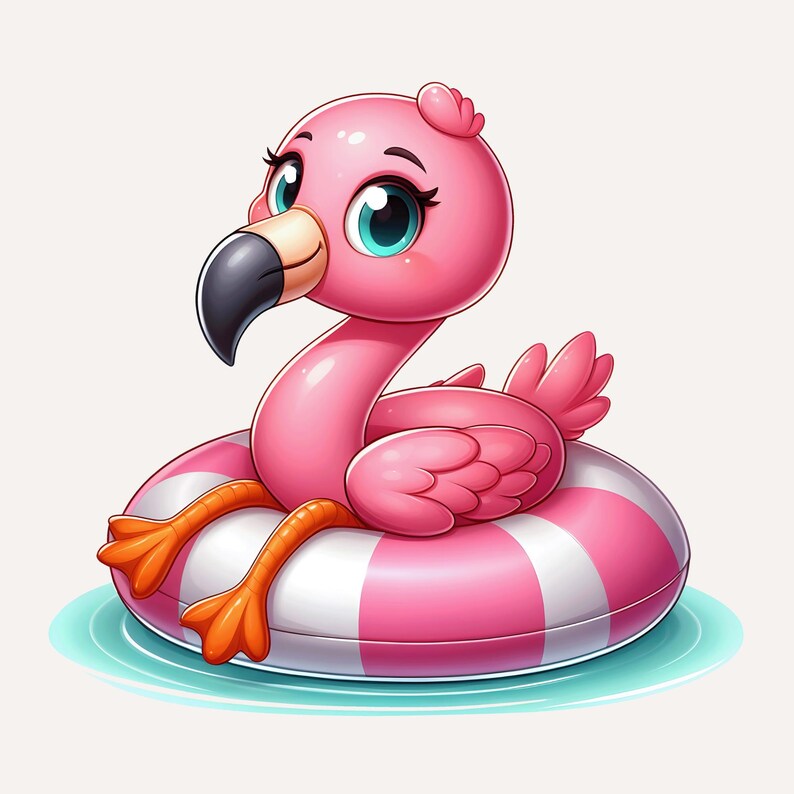 10 Summer Flamingo Clipart, Cute Flamingo PNG Bundle, Tropical Flamingo ...