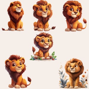 36 Lion Clipart PNG, Lions Clipart Bundle, Safari Animals PNG, Lion ...
