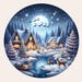 24 Round Christmas Landscape Clipart, Christmas Scene Clipart, Winter ...