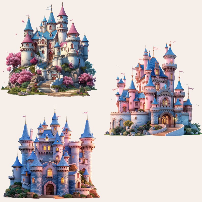 20 Princess Castle Clipart Bundle, Fairytale Princess Castle PNG ...
