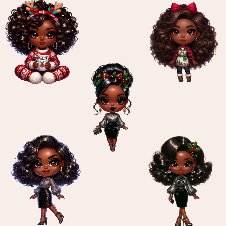 37 Christmas Chibi Girl Clipart, Christmas Chibi Girl PNG, Cute Holiday ...