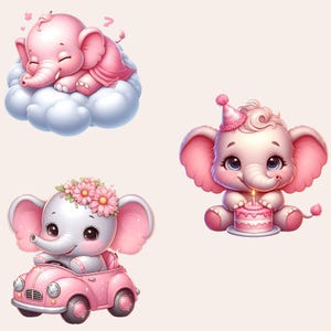 17 Pink Baby Elephant Clipart, Cute Baby Elephant PNG, Baby Elephant ...