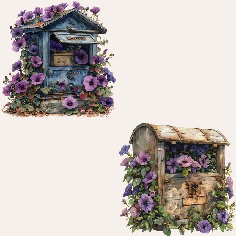 20 Floral Mailbox Clipart Bundle, Vintage Mailbox PNG, Post Office ...