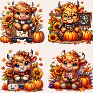 21 Autumn Highland Cows Clipart, Fall Highland Cow PNG, Hello Fall ...