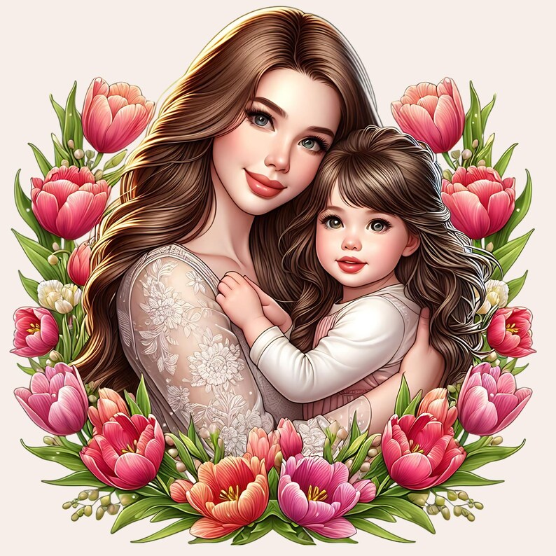 16 Mom and Daughter Clipart, Mom and Baby Clipart, Mother's Day Clipart ...