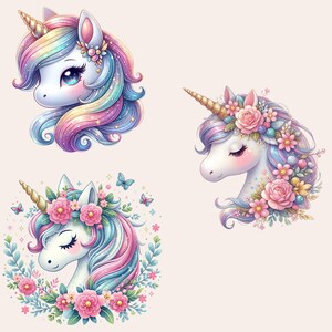12 Unicorn Head Clipart Bundle, Rainbow Unicorn Clipart, Cute Unicorn ...