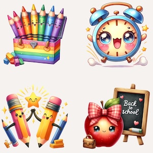 26 Kawaii Back to School Clipart, Kawaii School Clipart, Back to School ...