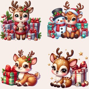 18 Christmas Reindeer Clipart, Cute Christmas Deer PNG, Reindeer ...