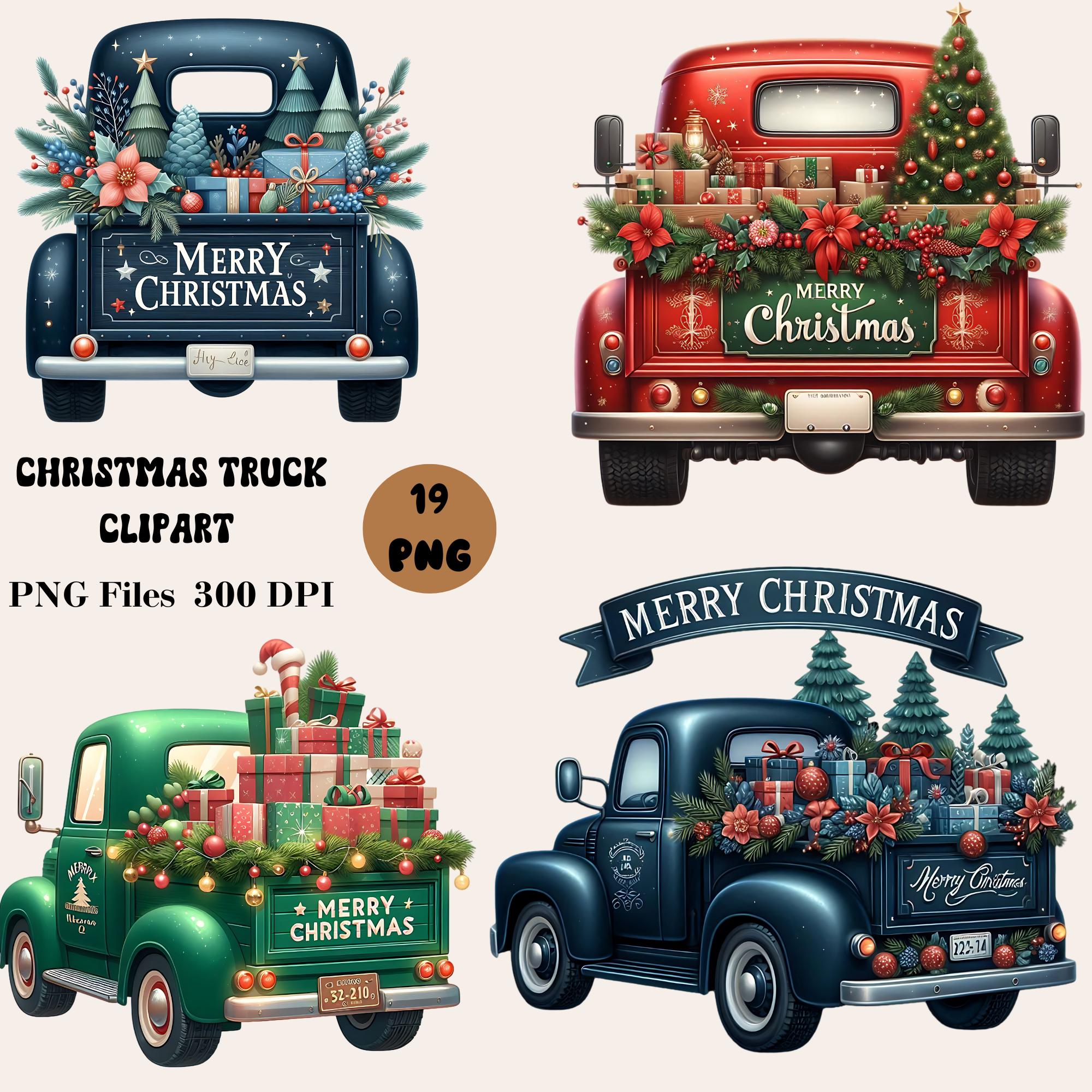 19 Christmas Truck Clipart, Red Truck Clipart, Christmas Truck PNG ...