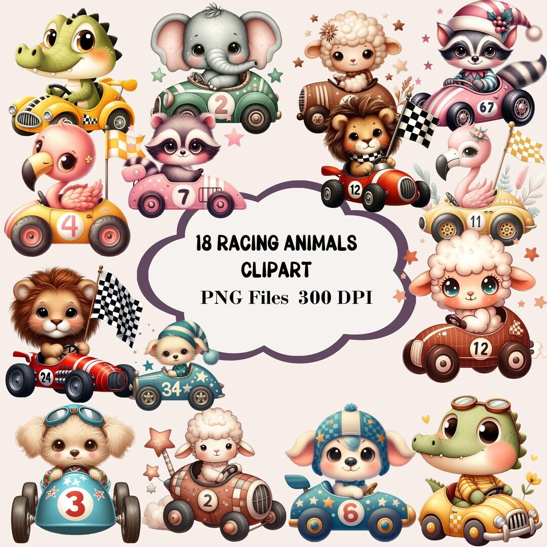 18 Racing Animals Clipart, Animal Racer Clipart, Cute Animal Racer PNG ...