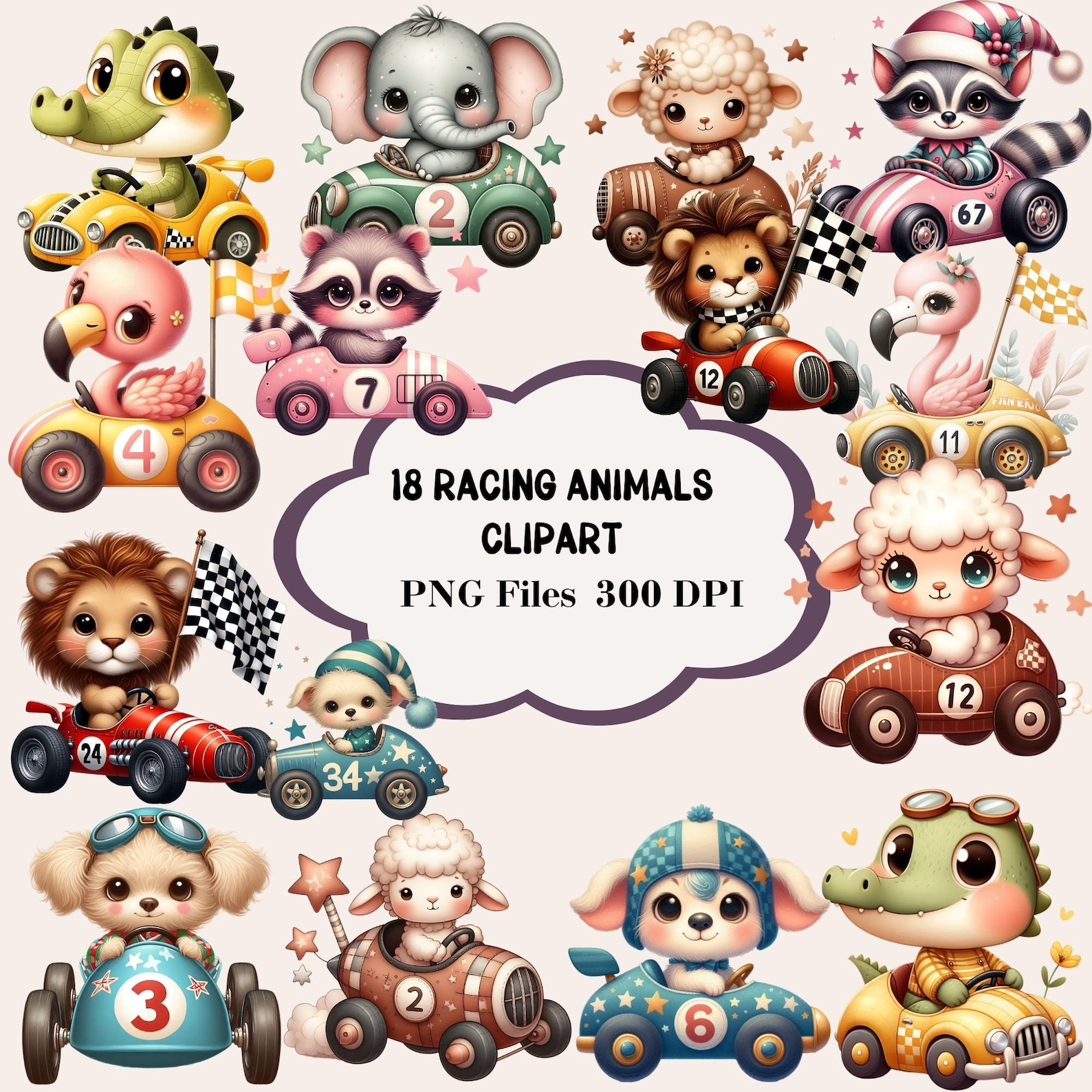 18 Racing Animals Clipart, Animal Racer Clipart, Cute Animal Racer PNG ...