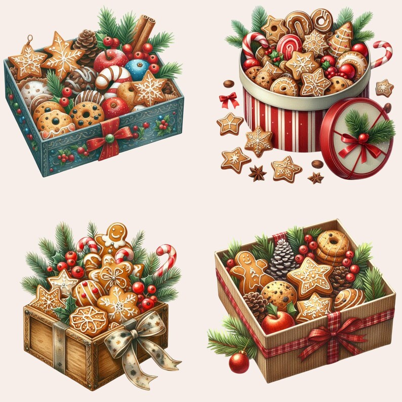 15 Christmas Cookies Clipart, Christmas Cookies Box PNG, Cute Christmas ...