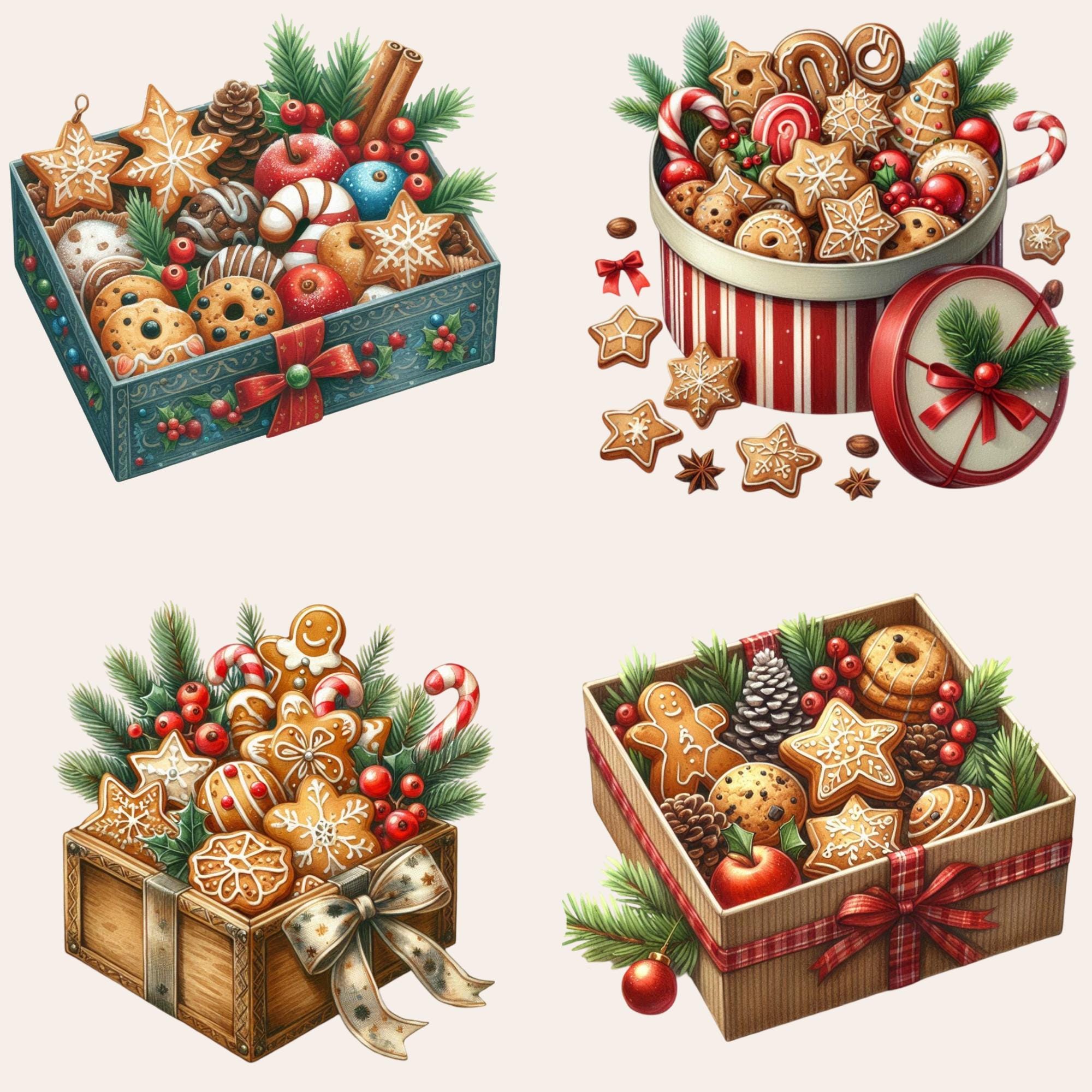 15 Christmas Cookies Clipart, Christmas Cookies Box PNG, Cute Christmas ...