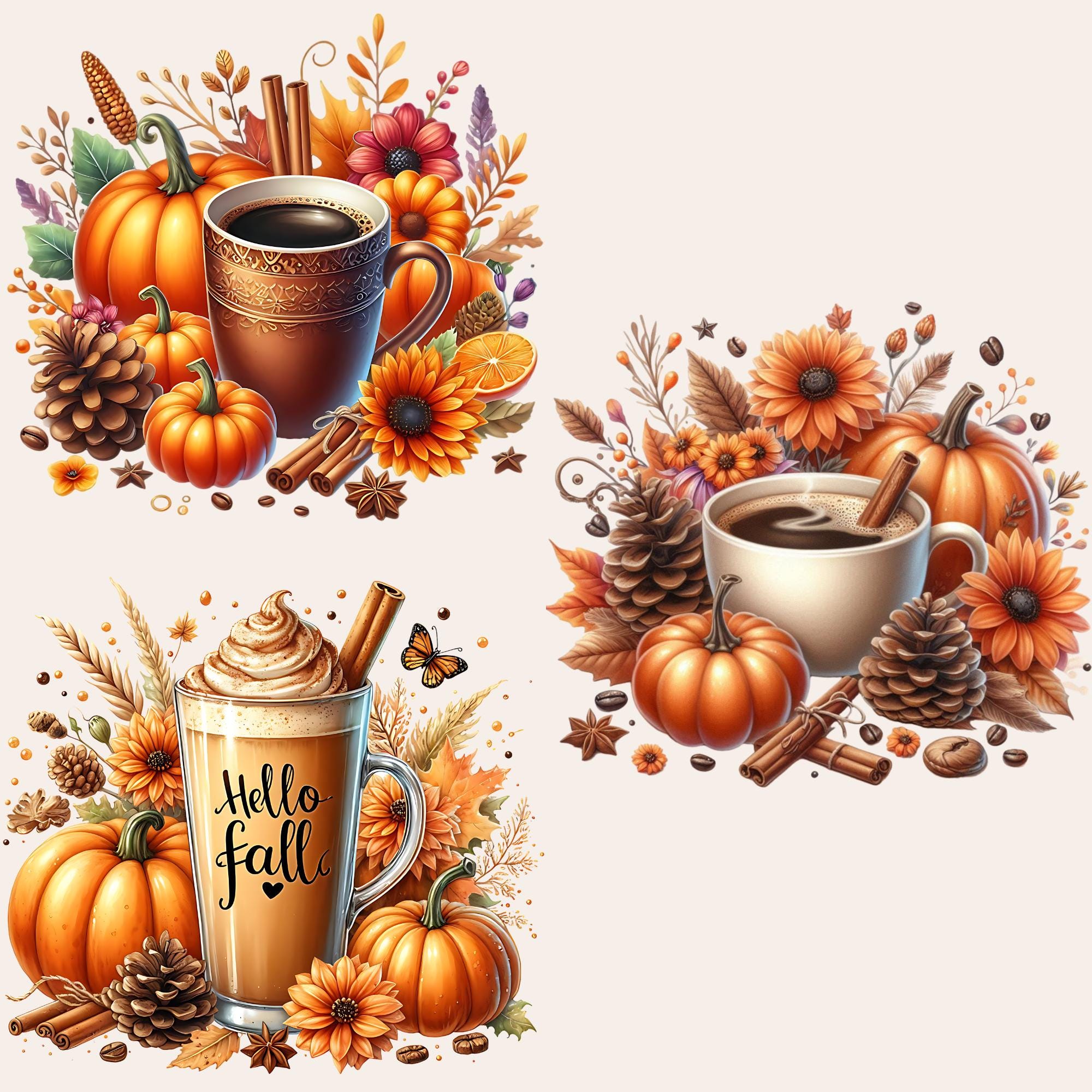 16 Autumn Coffee Clipart, Hello Fall Ice Coffee PNG, Fall Coffee PNG ...