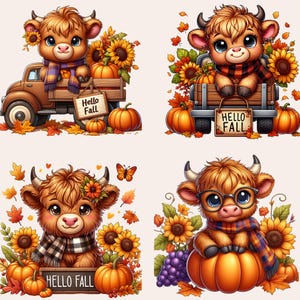 21 Autumn Highland Cows Clipart, Fall Highland Cow PNG, Hello Fall ...