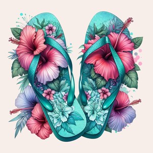 16 Summer Flip Flops Clipart, Flip Flops PNG Bundle, Floral Flip Flops ...