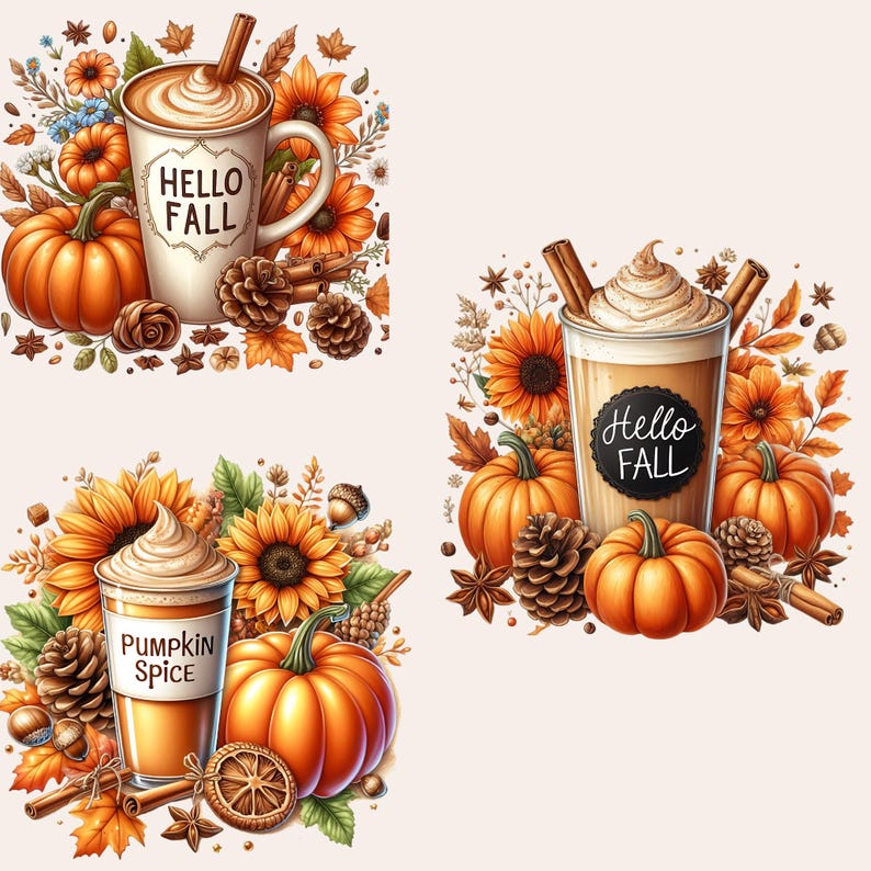16 Autumn Coffee Clipart, Hello Fall Ice Coffee PNG, Fall Coffee PNG ...