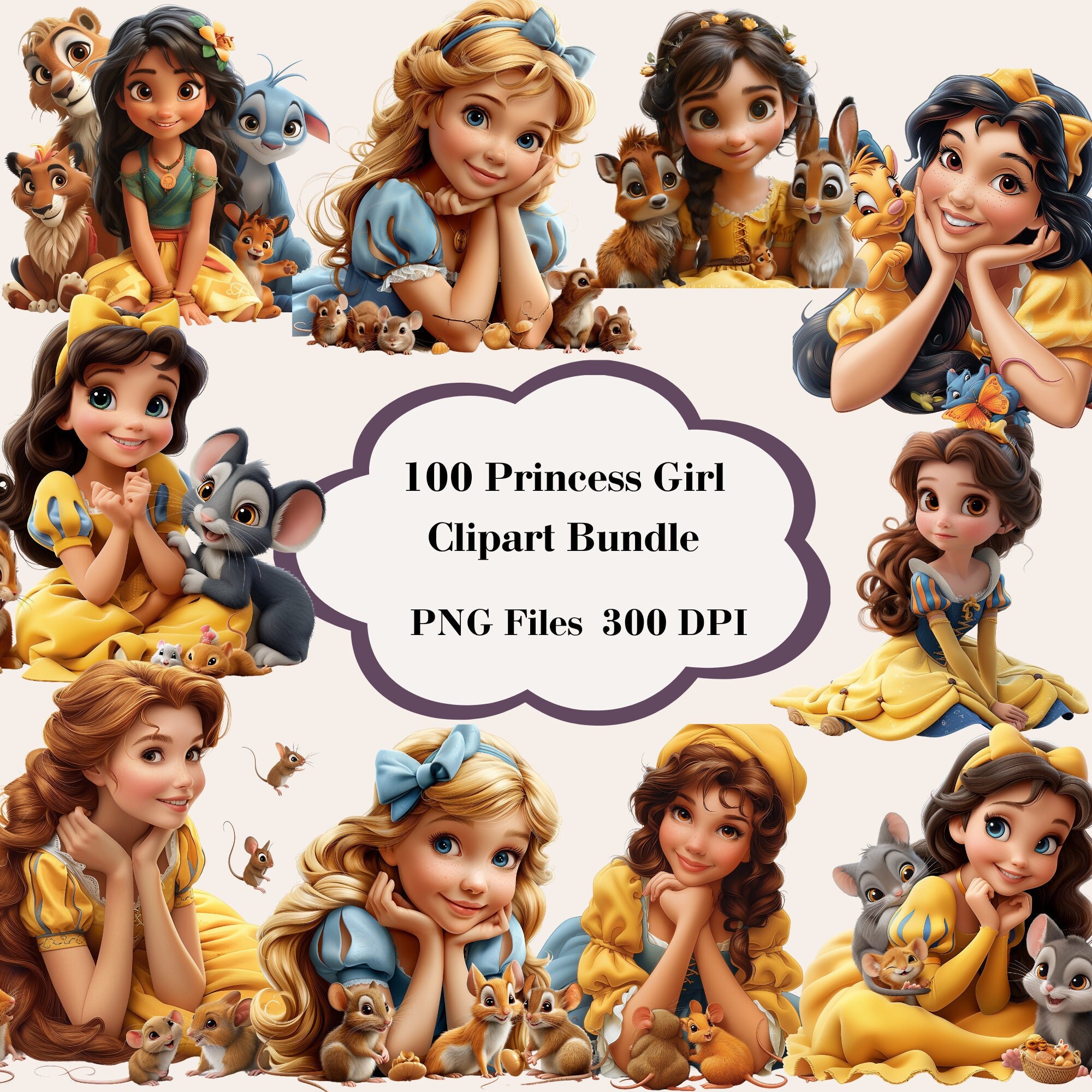 100 Fairytale Princess Clipart Bundle, Cute Princess PNG, Princess Girl ...