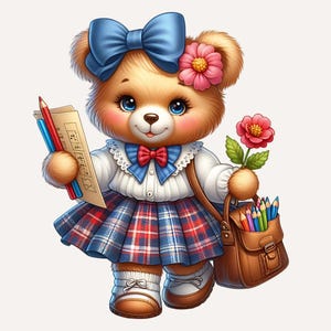 15 Back to School Teddy Bear Clipart, School Bear PNG, Back to School ...