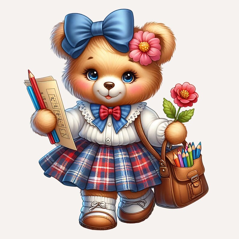15 Back to School Teddy Bear Clipart, School Bear PNG, Back to School ...