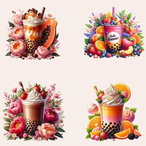 24 Summer Bubble Tea Clipart, Bubble Tea PNG Bundle, Cute Boba Tea ...
