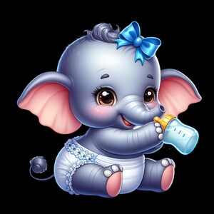 17 Blue Baby Elephant Clipart, Baby Shower Clipart for Boy, Boy ...