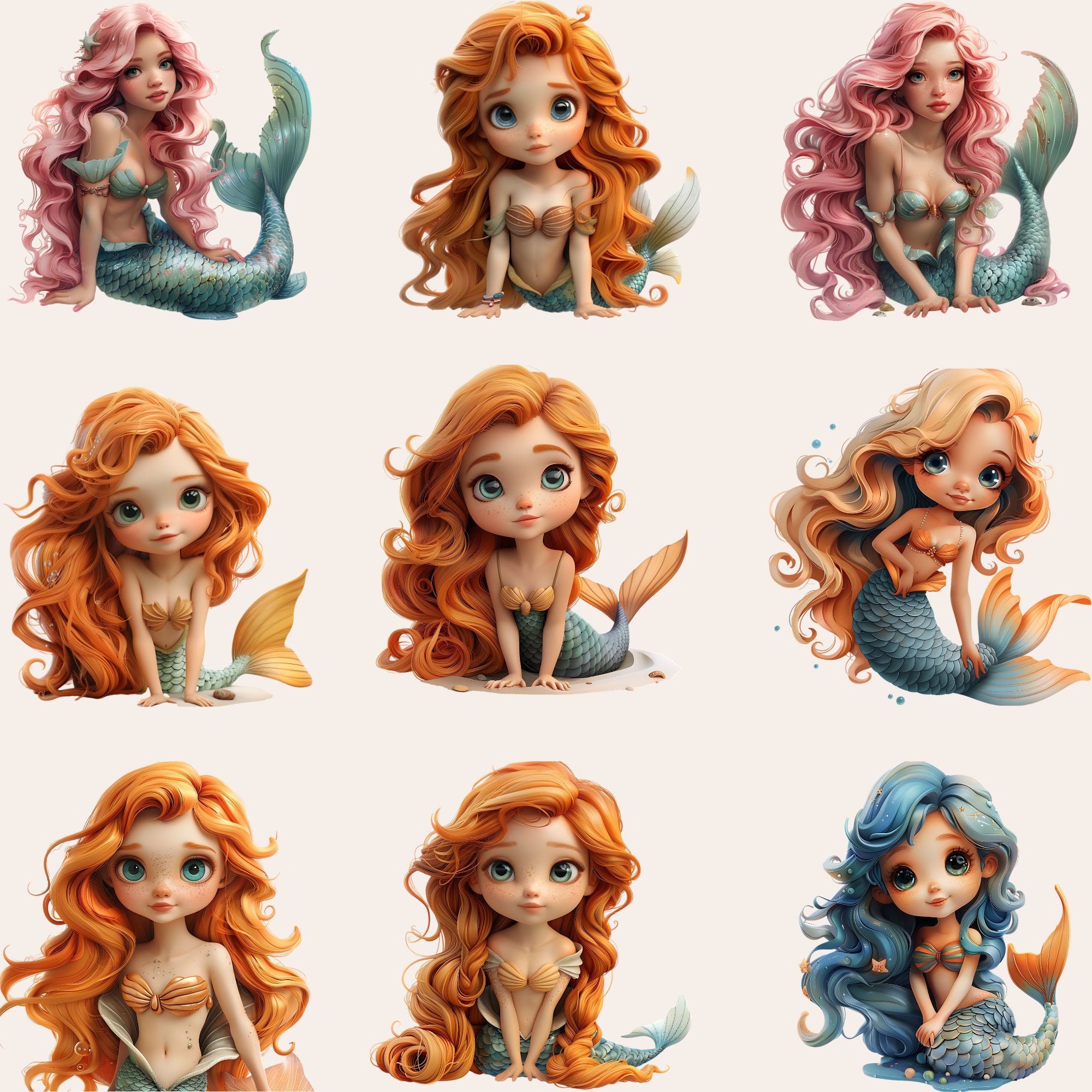 52 Little Mermaid Clipart, Mermaid Clipart PNG, Mermaid Clipart Bundle ...
