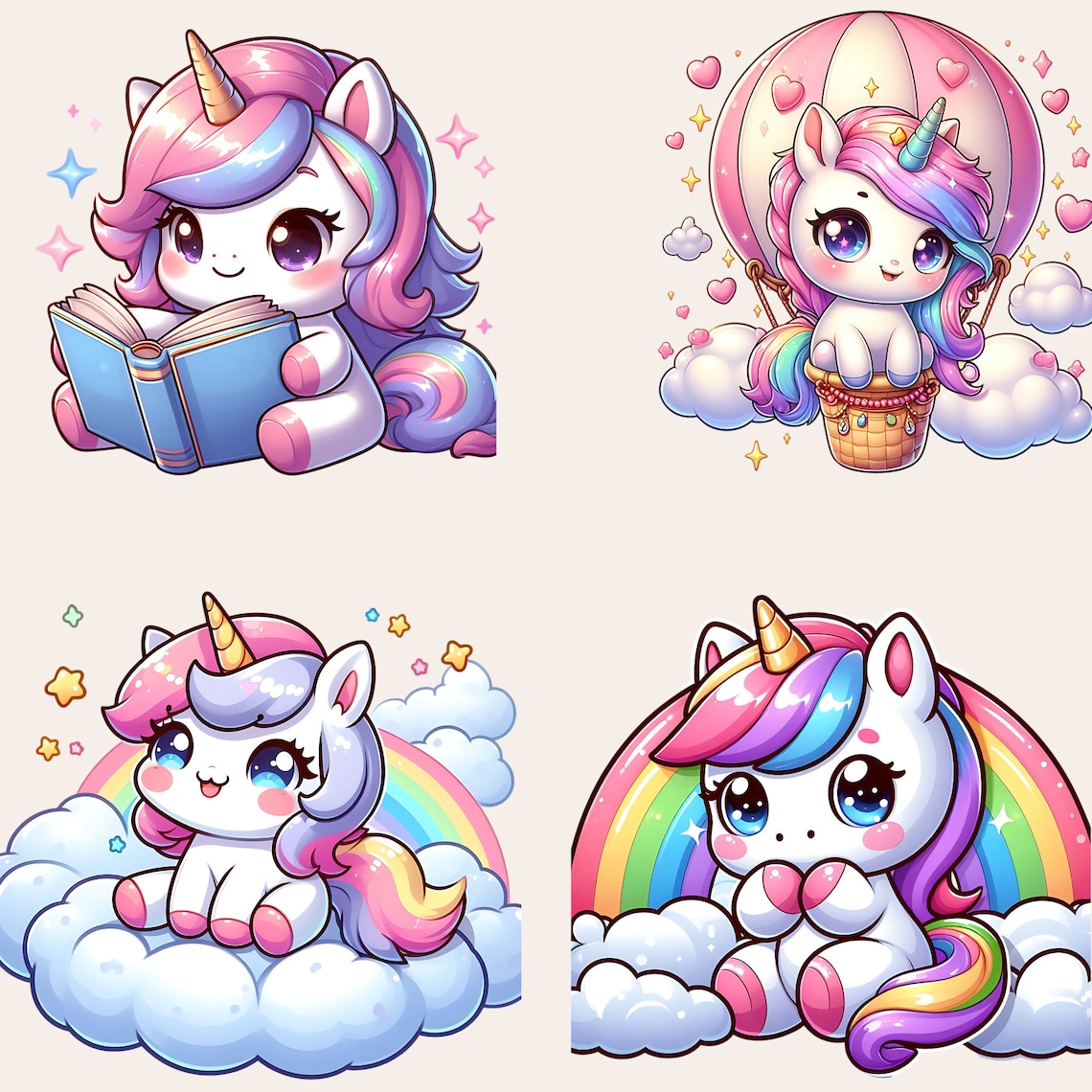 25 Kawaii Unicorn Clipart, Cute Kawaii Unicorn PNG, Baby Unicorn PNG ...
