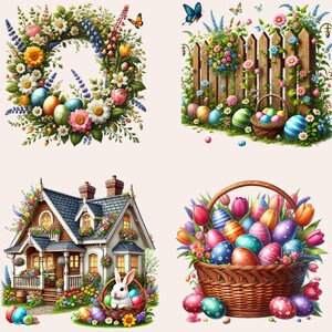28 Easter Village Clipart, Country Farmhouse Easter, Easter PNG Bundle ...