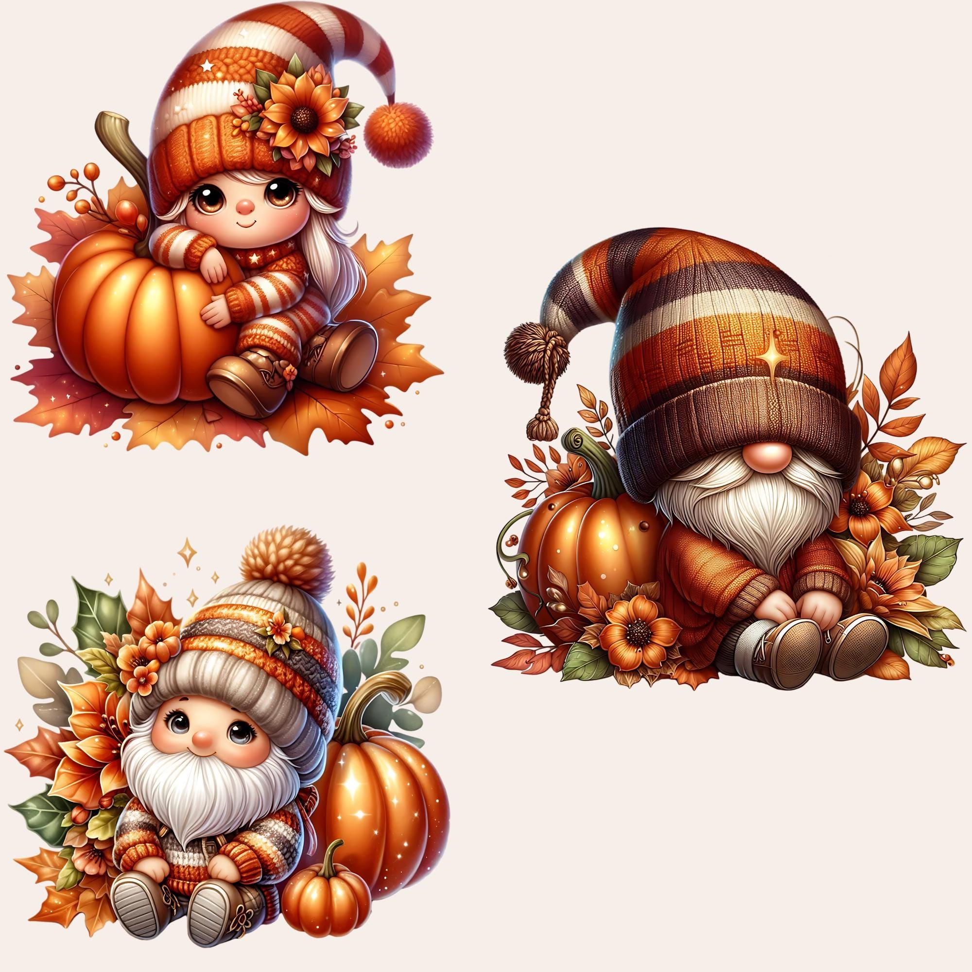 16 Fall Gnome Clipart, Pumpkin Gnome Clipart, Autumn Gnome PNG, Pumpkin ...