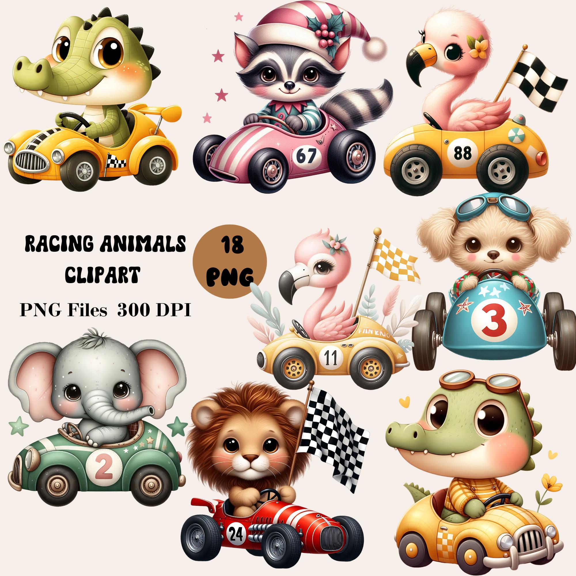 18 Racing Animals Clipart, Animal Racer Clipart, Cute Animal Racer PNG ...
