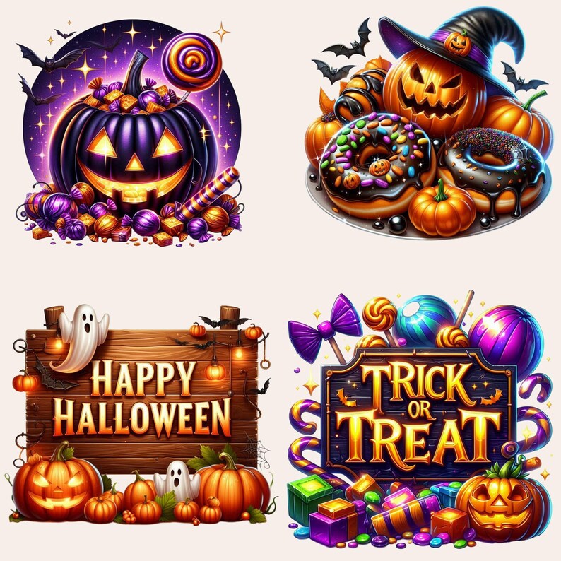 23 Halloween Candy Clipart Bundle, Halloween Candy Shop PNG, Halloween ...